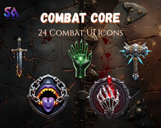 Combat Core – 24 RPG Skill & Ability Icons (Transparent PNG Game Assets ...