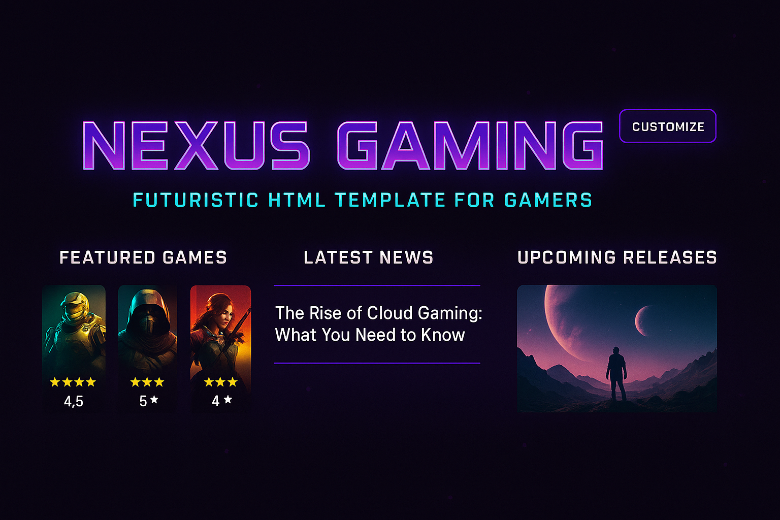 Nexus Gaming – Futuristic HTML Template for Gamers by Hafil