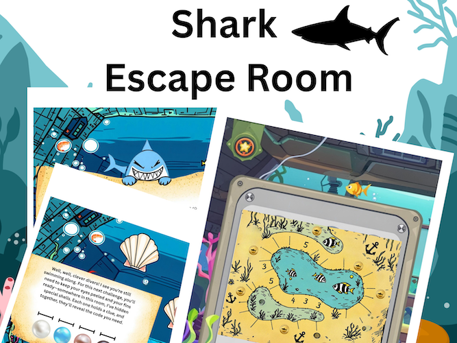 Shark Escape Room Printable Game by Party Wowzy