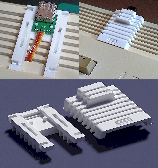 Amiga 1200 External USB Keyboard Plug Mount 3D printable by 0xDB