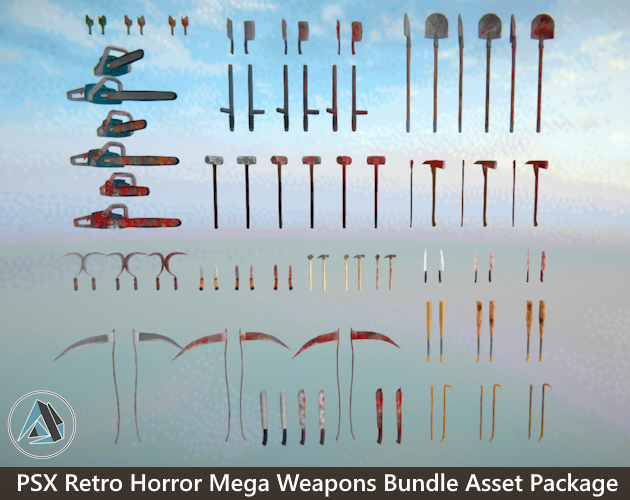 PSX Retro Horror Mega Melee Weapons Bundle Asset Package {Paid 3D Asset ...