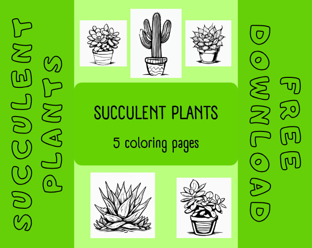 Succulent plants - 5 coloring pages by stefrait7