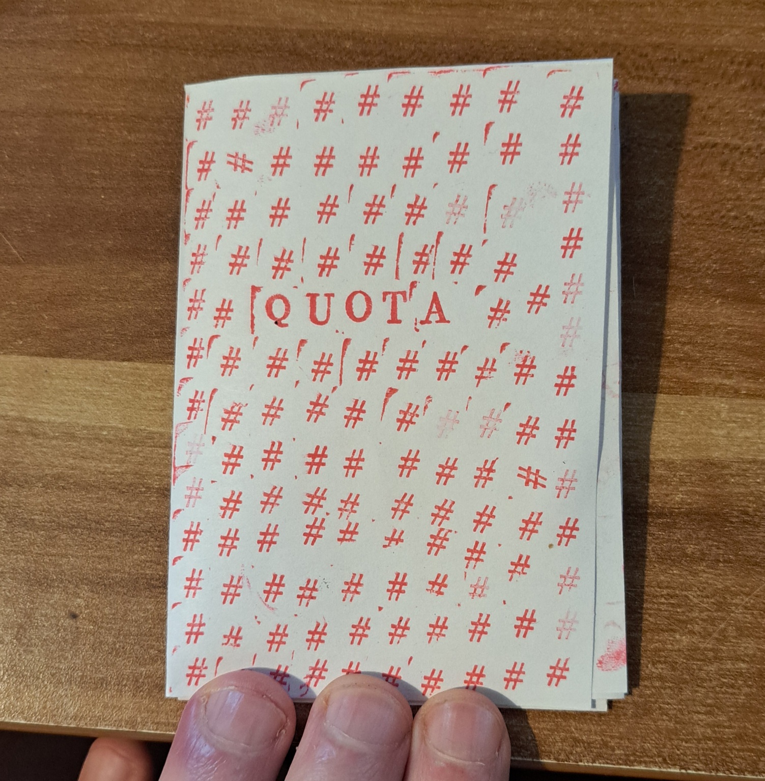 Quota Poetry Zine by David Ralph Lewis