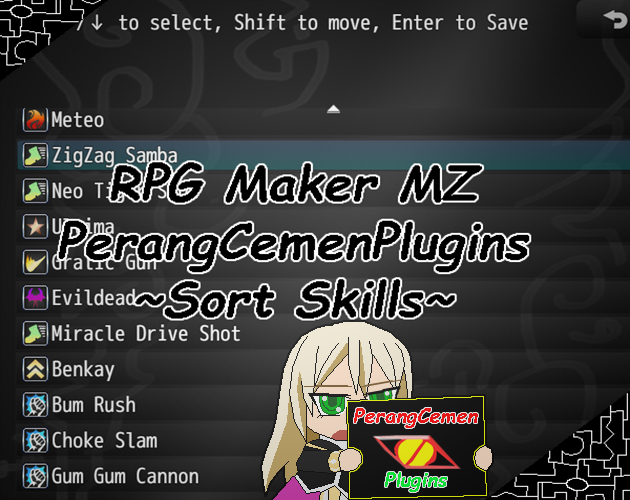 RPG Maker MZ Plugin - Sort Skills by Perang Cemen