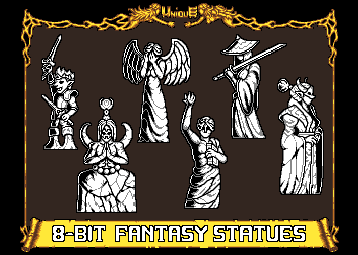 Unique 8-bit Fantasy Statues by Marvyra