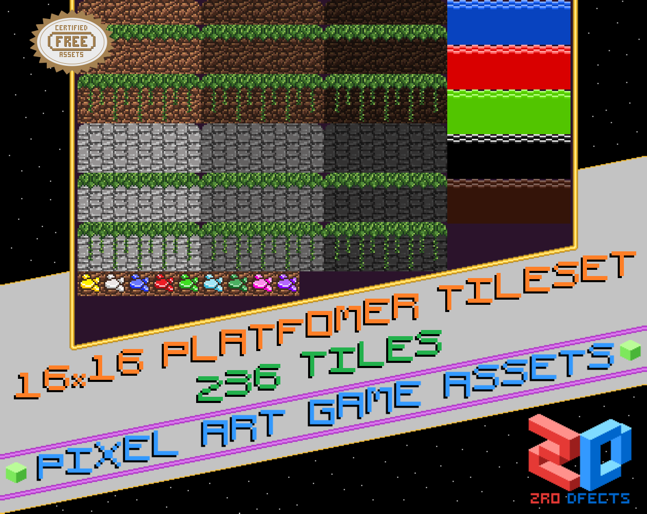 16x16 Platformer Tile Set 2 - Starter Pack by Zro Dfects