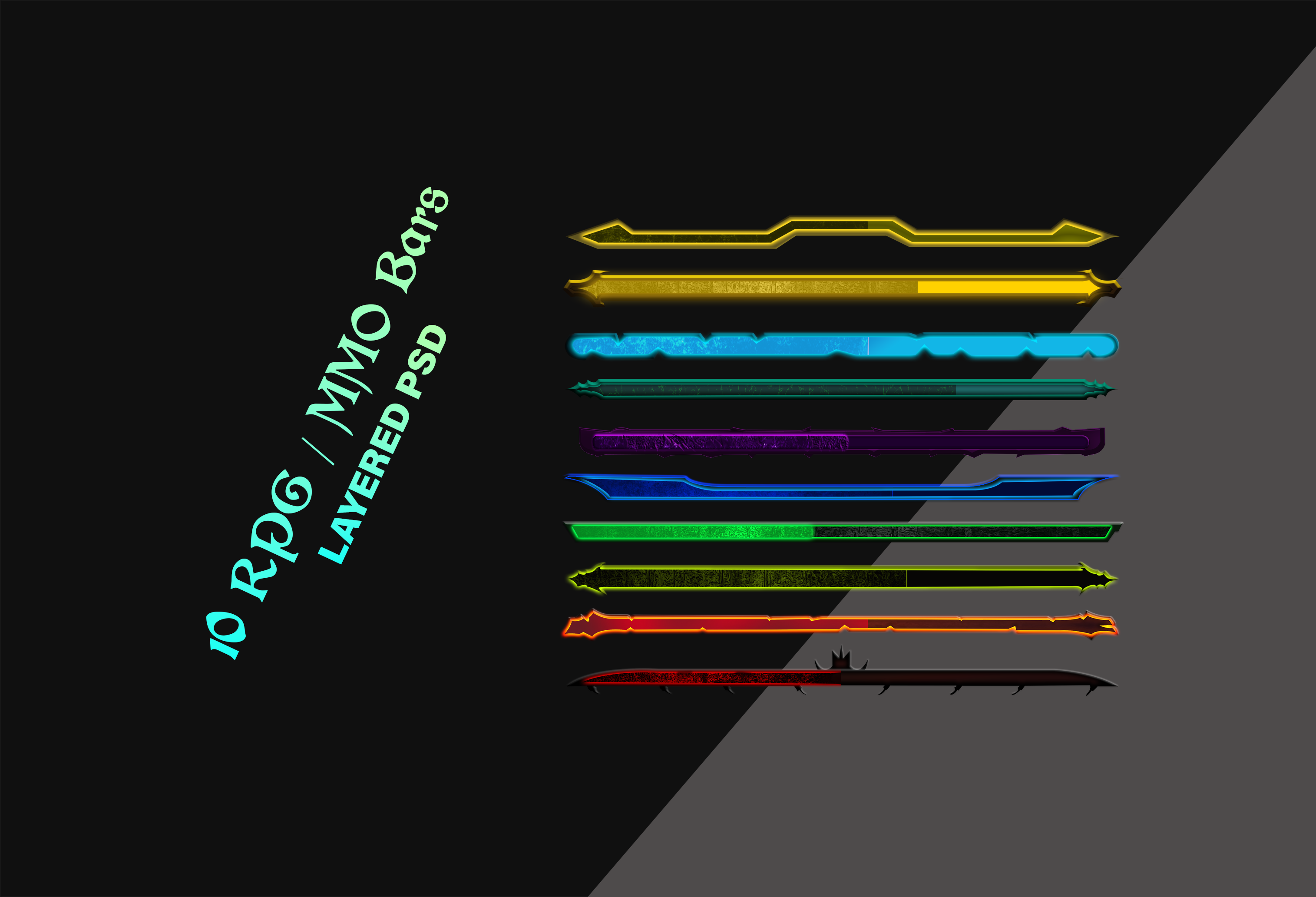 10 MMO RPG game bars by TheRustyArt