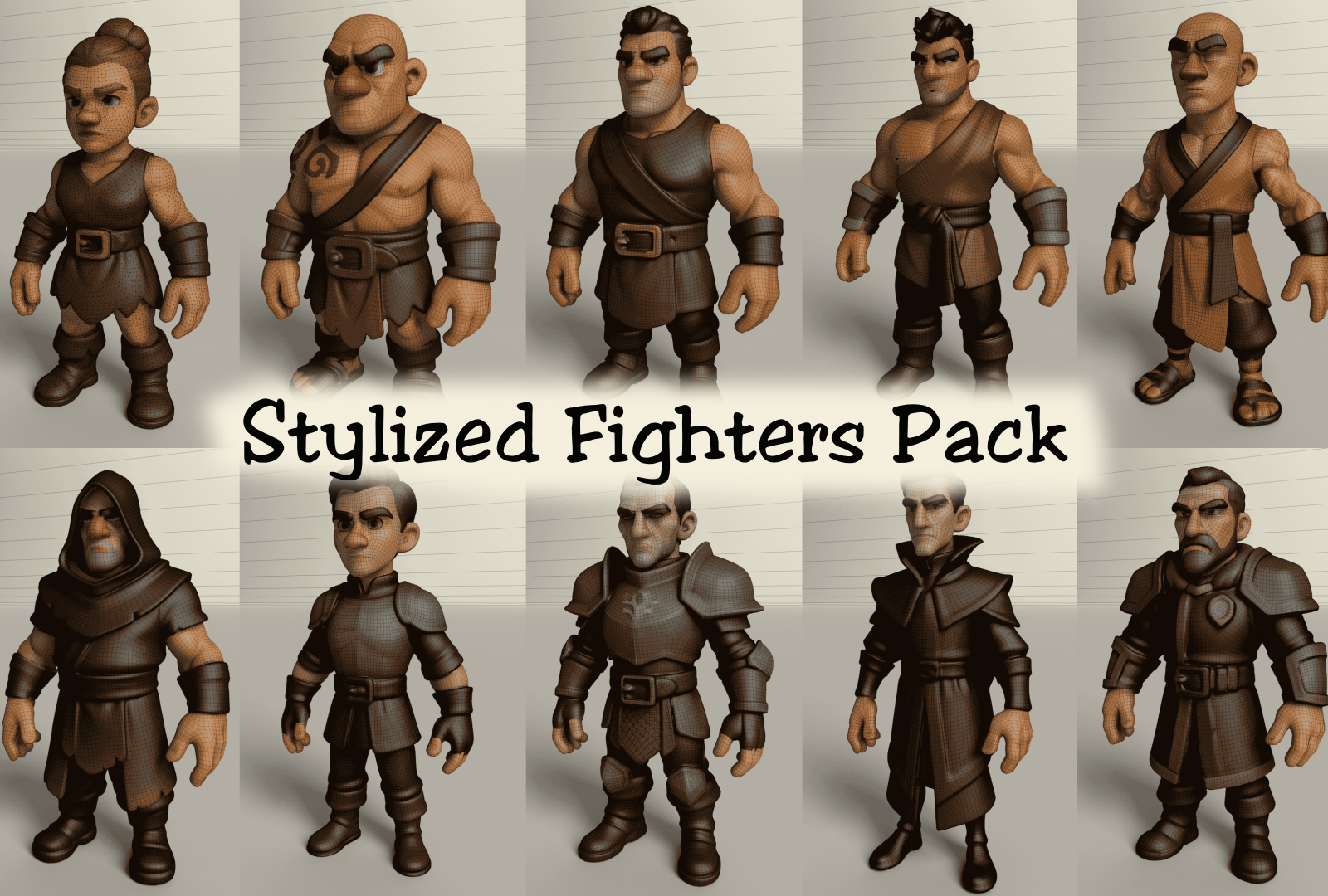 Stylized Fighters Pack – 10 Game-Ready Characters by Stratashi