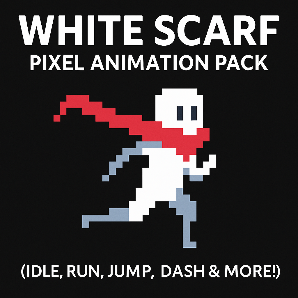 White With scarf 🧣 - White Scarf Pixel Character - (Full Animation Pack ...