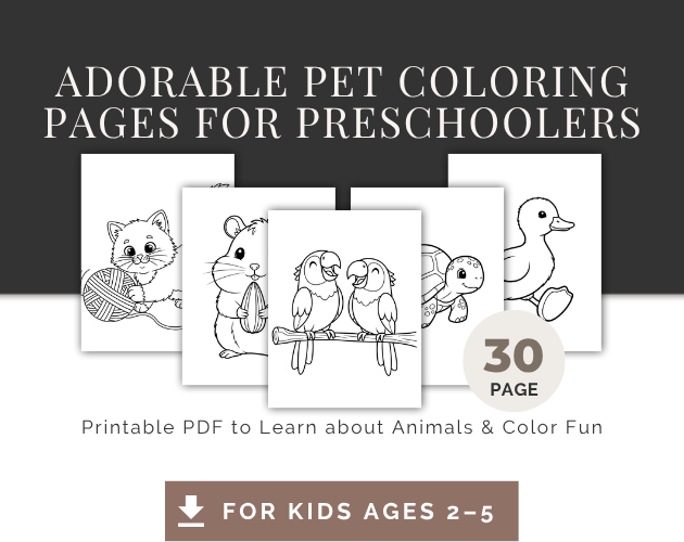 Adorable Pet Coloring Pages for Preschoolers | Learn Animals & Color ...