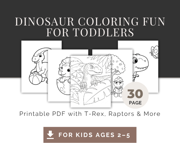 Dinosaur Coloring Fun for Toddlers | Printable PDF with T-Rex, Raptors ...