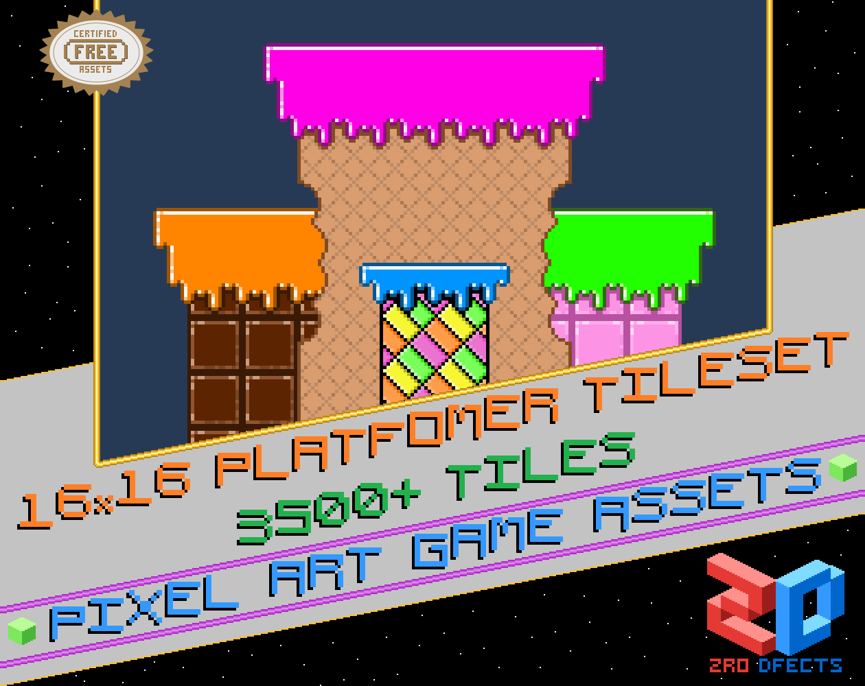 16x16 Platformer Tile Set 3 - Starter Pack by Zro Dfects