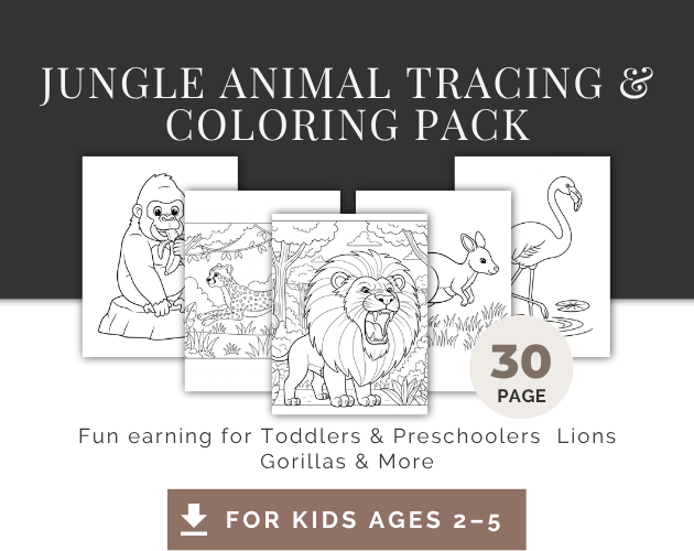 Jungle Animal Tracing & Coloring Pack | Fun Learning for Toddlers ...
