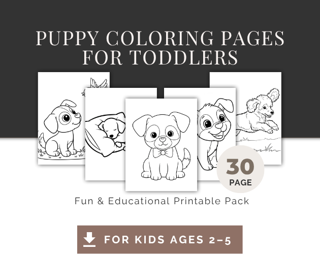 Puppy Coloring Pages for Kids Ages 2-5 | 30 Fun & Easy Printable Sheets ...