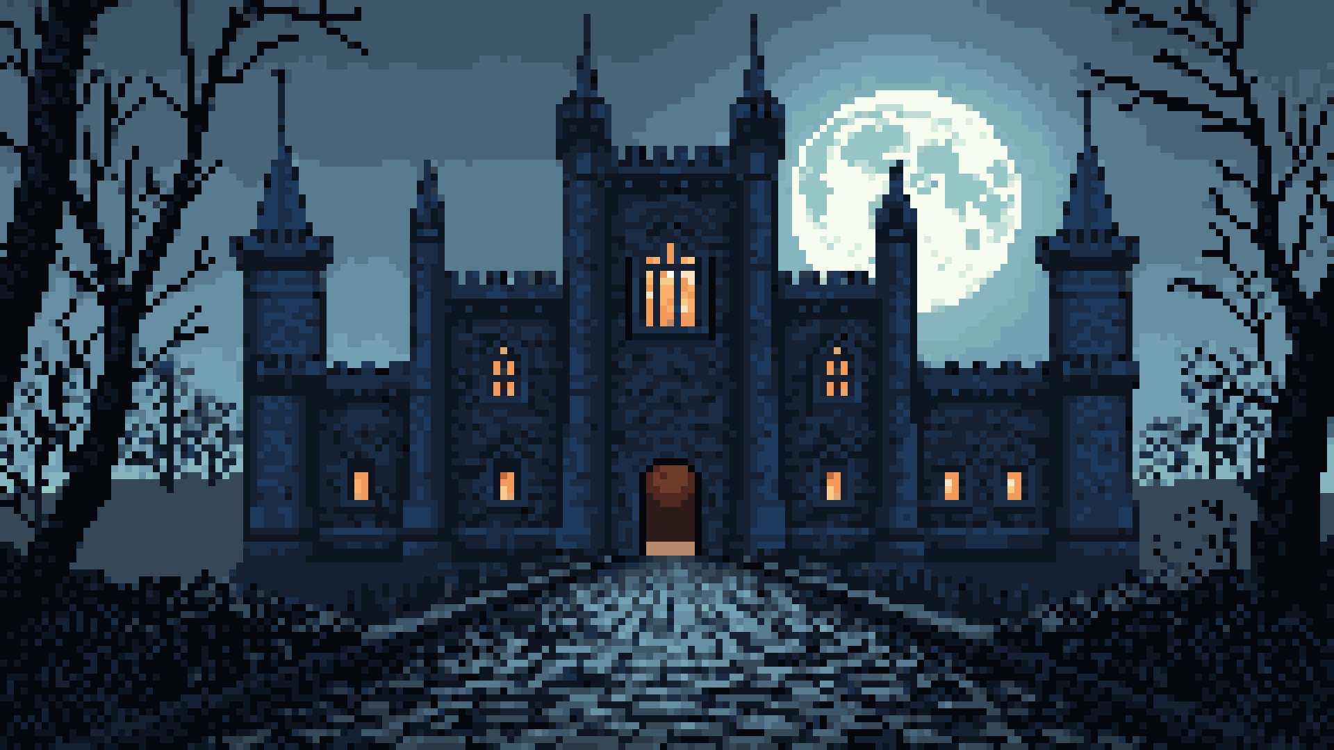 "Moon Castle" Free Pixel Art Side Scroller Background by PIXEL_1992
