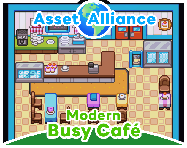 RPG asset tileset Busy Café pack (Asset Alliance) by Alina S