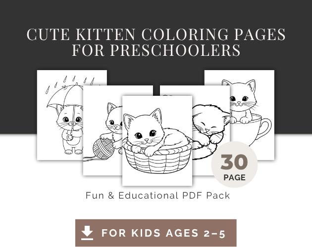Cute Kitten Coloring Pages for Preschoolers | 30 Printable Worksheets ...
