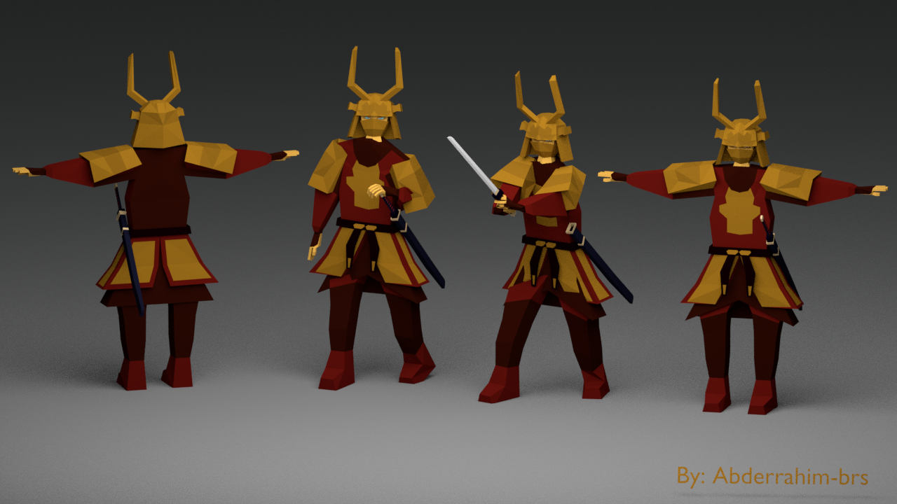 Low Poly Samurai – Rigged FBX Character by Abderrahim_brs