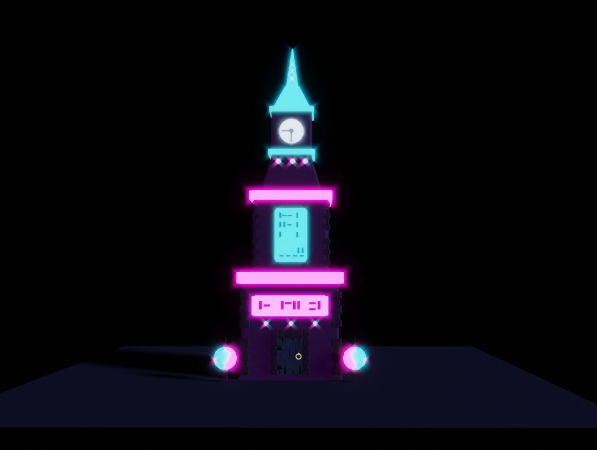 Cyberpunk Clocktower [3D model showcase] by ceprotypes