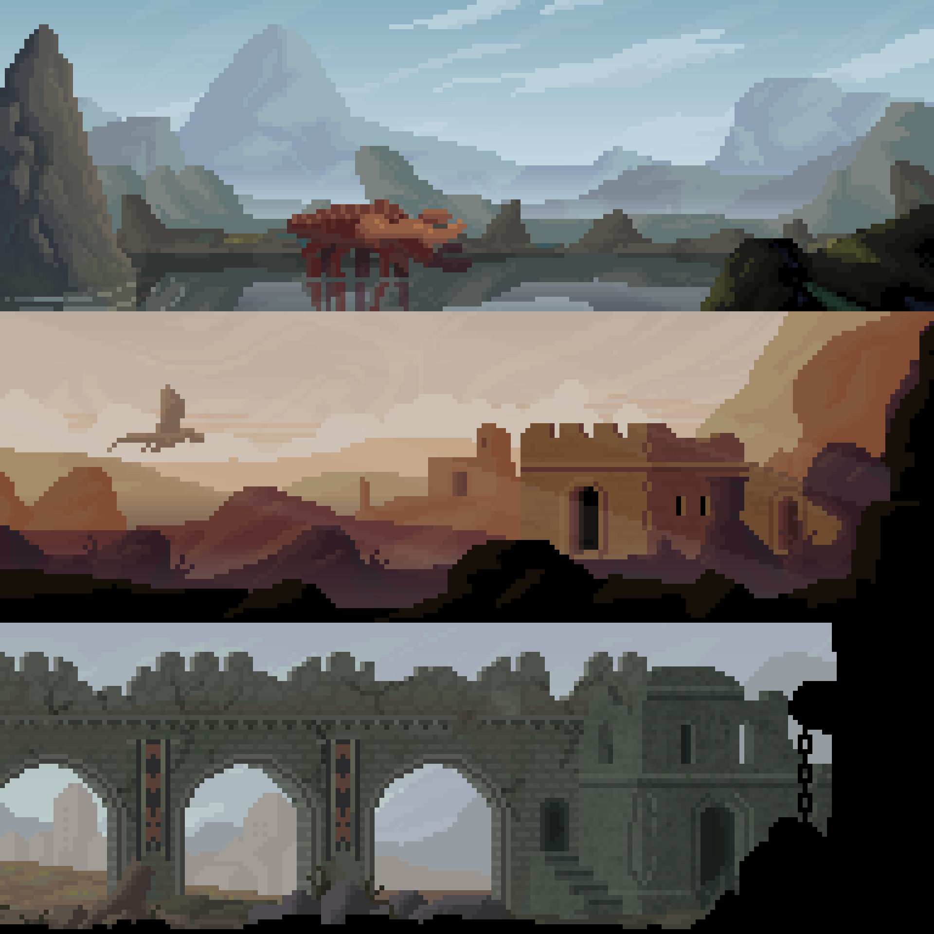 Devlog - 190+ Fantasy Landscapes - 196x64px by ibirothe