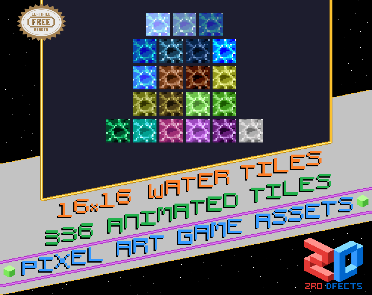 16x16 Water Tiles Animated Tileset 2 - Starter Pack by Zro Dfects