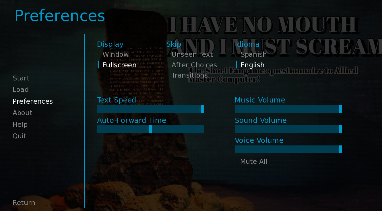 'I HAVE NO MOUTH AND I MUST SCREAM FAN GAME' UPDATE - itch.io