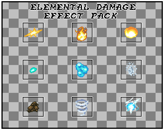 Elemental Damage Effect Pack (Pixel Art) by herrhermit