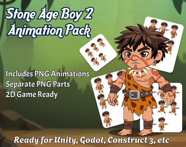 Stone Age Boy 2 Character – Free Vector-Style PNG Game Asset by ...