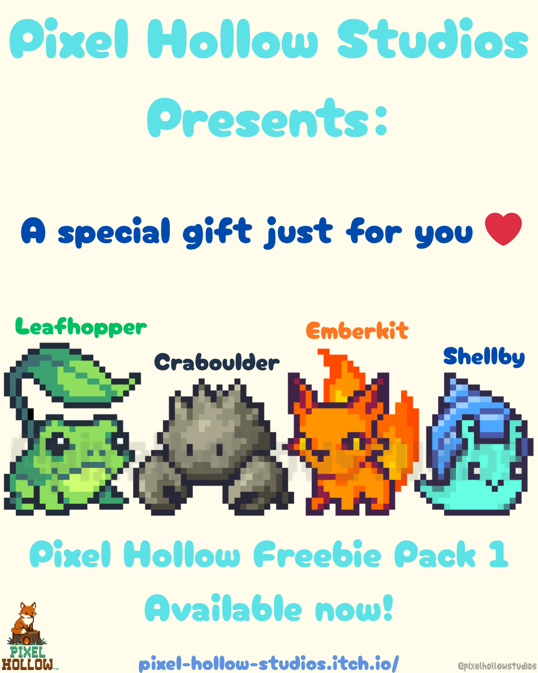 🌟 Pixel Hollow Freebie Pack 1 – 4 Cozy Companions Sprites – 48×48 Pixel ...