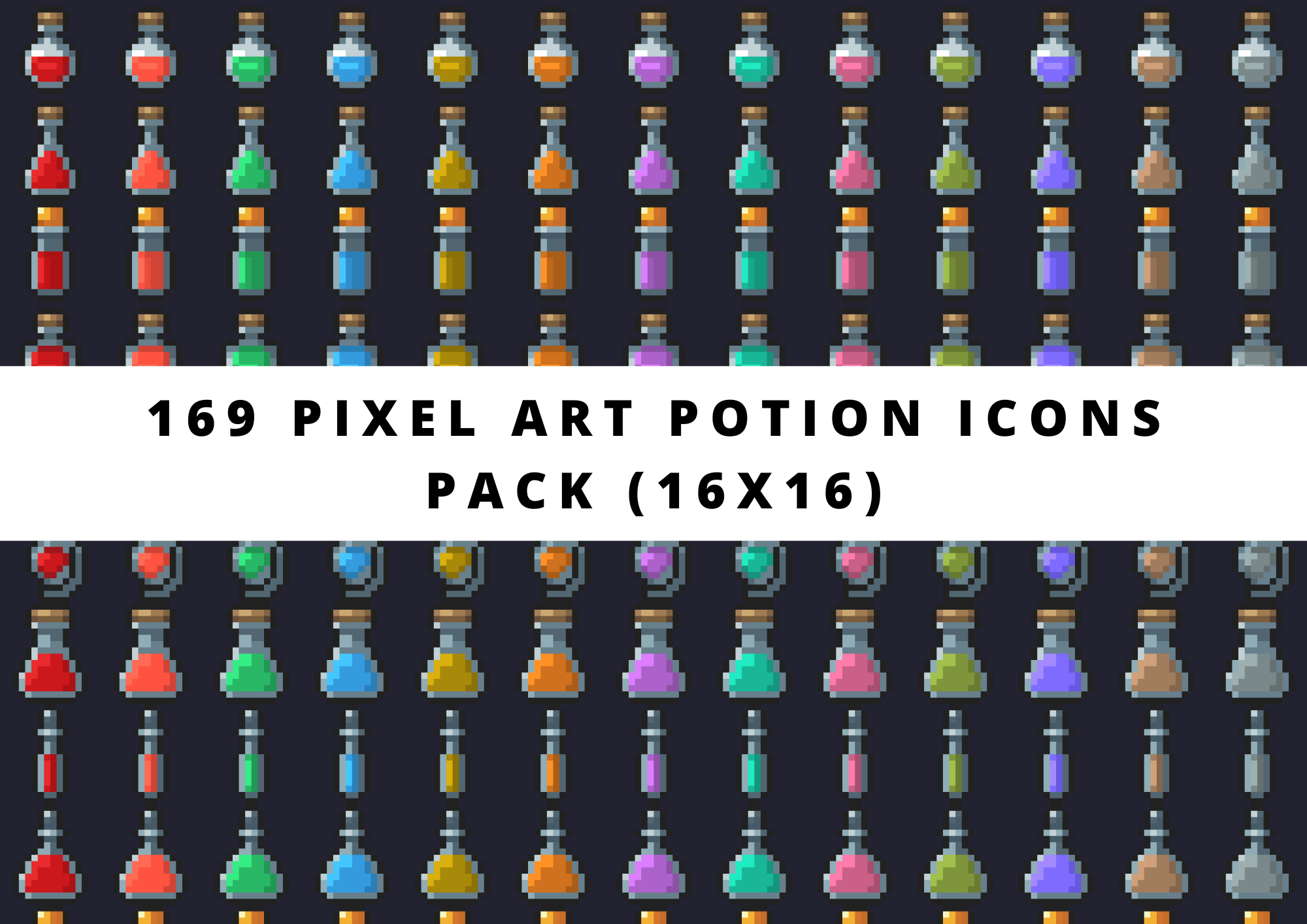 169 Pixel Art Potion Icons - Pack (16x16) by KabGames
