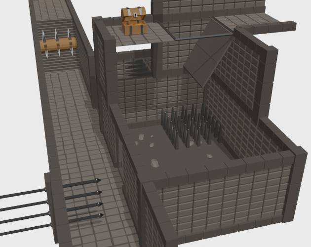 Dungeon Walls & Traps - 3D Modular Model Lowpoly FBX GLB by Venturon