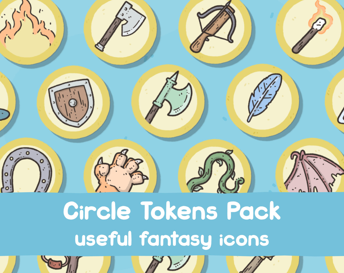 Circle Tokens Pack - Useful Fantasy Icons by Slowquest