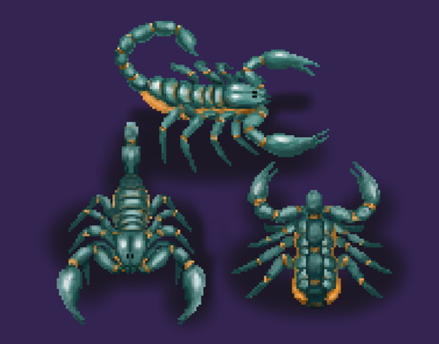 Scorpion animated - pixel art character enemy by KatarzynaMroz