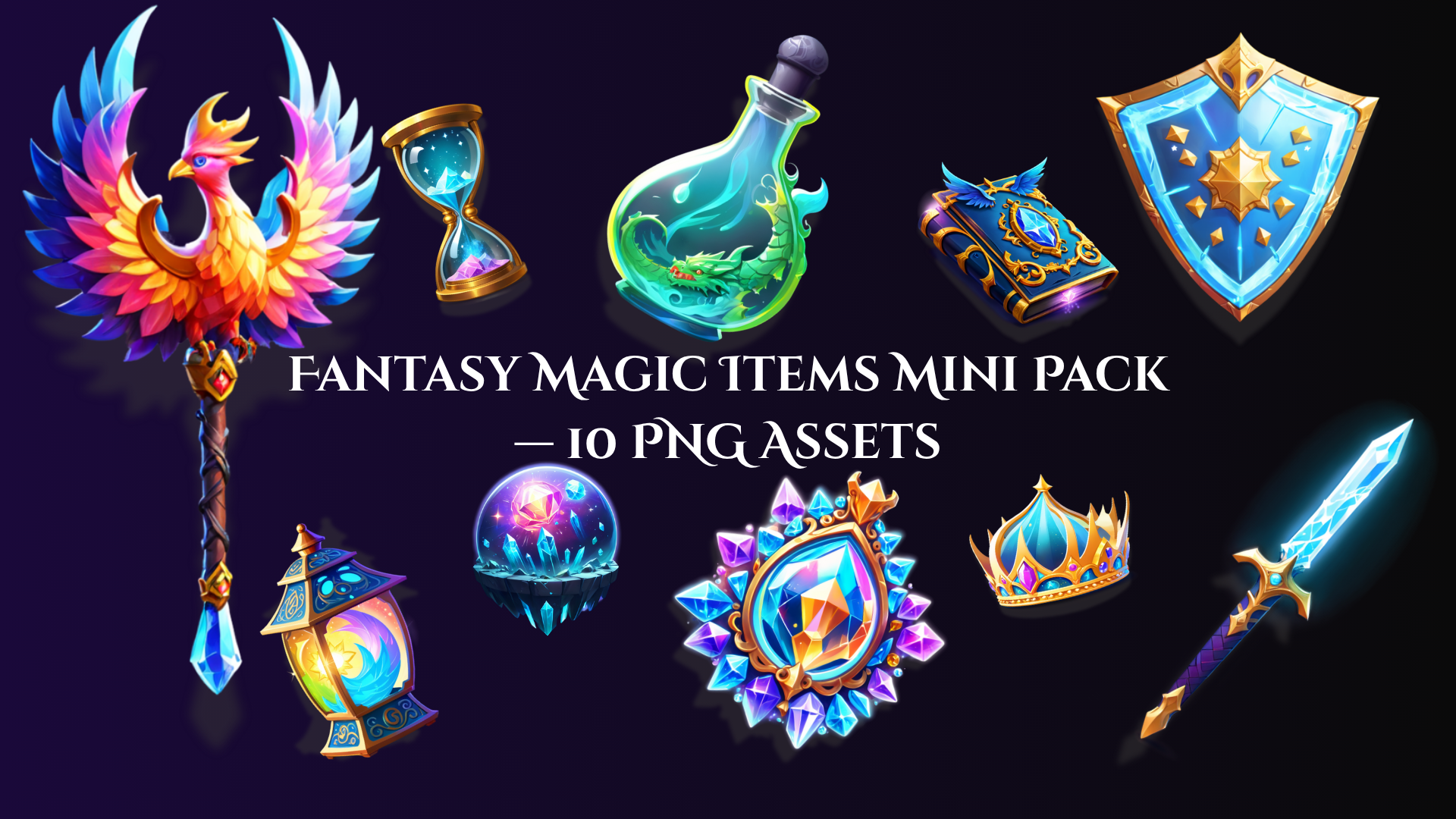 Fantasy Magic Items Mini Pack — 10 PNG Assets by gamerenome