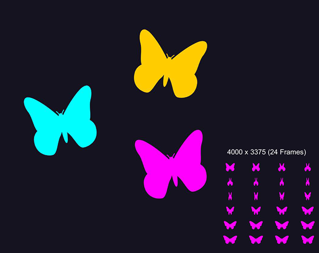 Butterfly 2D Flying Spritesheet for Games by SR Studios Kerala