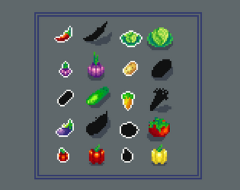 Pixel art vegetable pack/ farming game pack by Meigetsu-Paradoxell