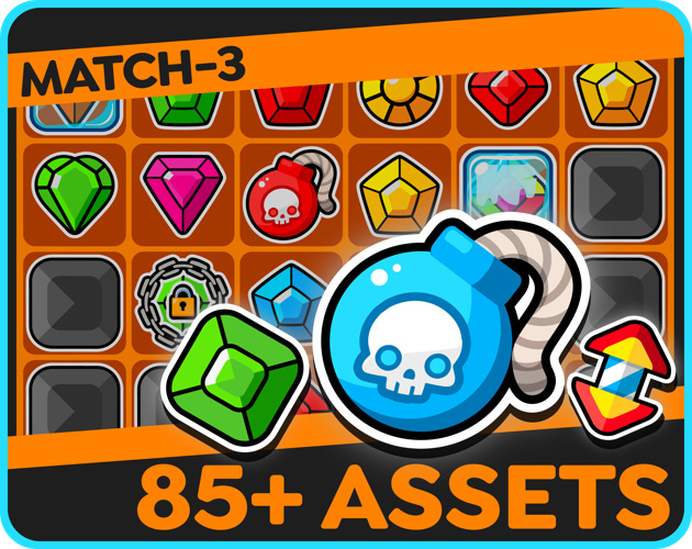 PixMeUp Flat Vector: Match-3 Asset Pack by Pixmeup