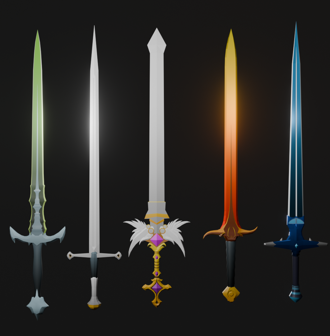 5 Low Poly Sword Assets Pack for Creators by MapleSyrup.T