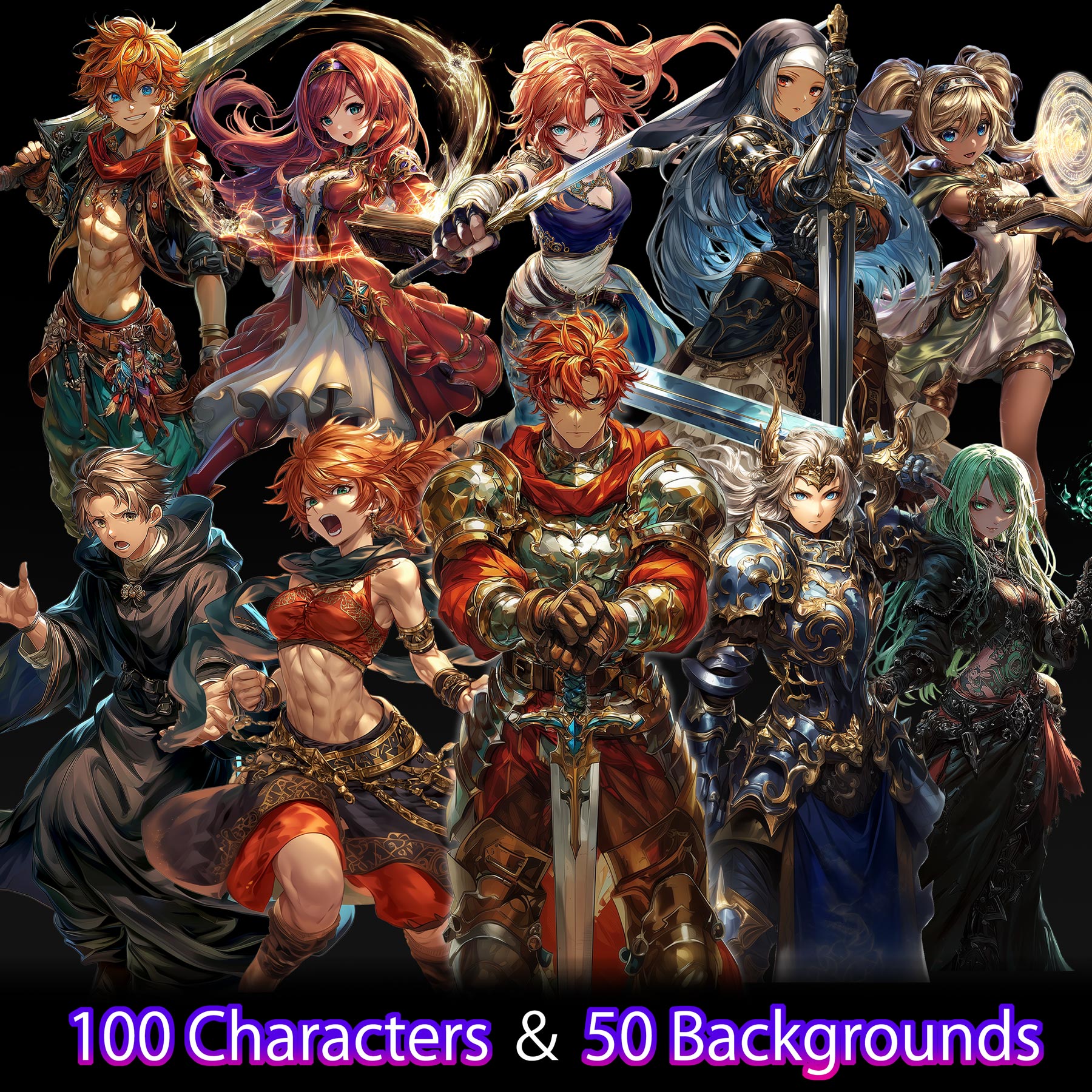 100 Fantasy Character Portraits + 50 Backgrounds | RPG, TRPG, Visual ...