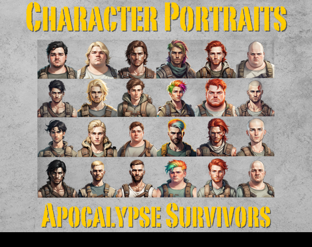 Character Portraits - Post Apocalyptic Survivors - Male Caucasian by Rheyan