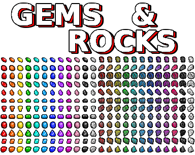 Gems, Jewels & Rocks (16x16) 200+ Sprites by skadr