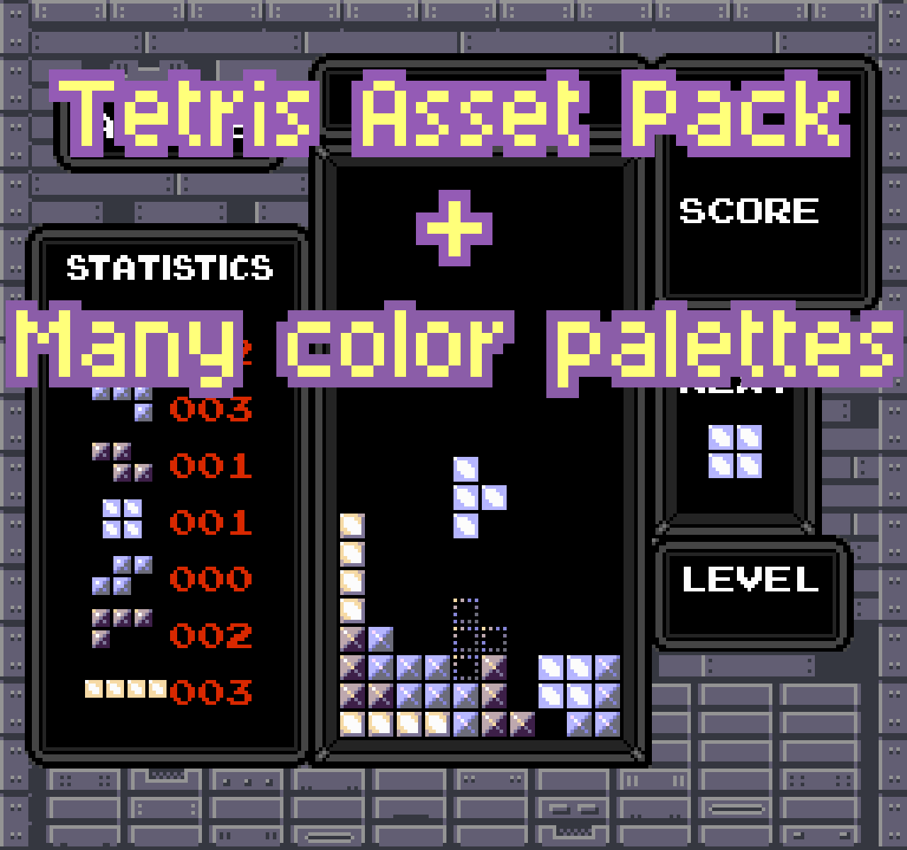Tetris Asset Pack // 8-Bit Style // Pixel Art + Fonts!! by J i m