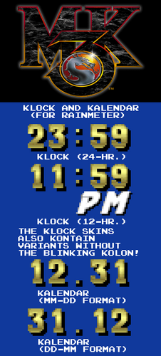 (For Rainmeter) Mortal Kombat 3 Klock and Kalendar by TheWolfBunny64