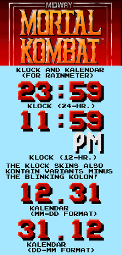(For Rainmeter) Mortal Kombat Klock and Kalendar by TheWolfBunny64
