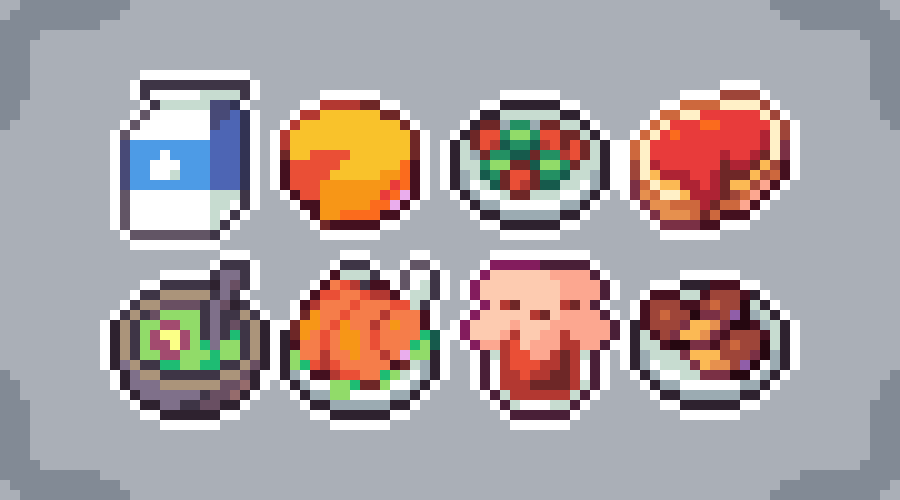 Food icons - 16x16 pixel icons by RoleyMoth