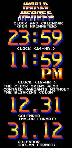 (For Rainmeter) World Heroes Clock and Calendar by TheWolfBunny64