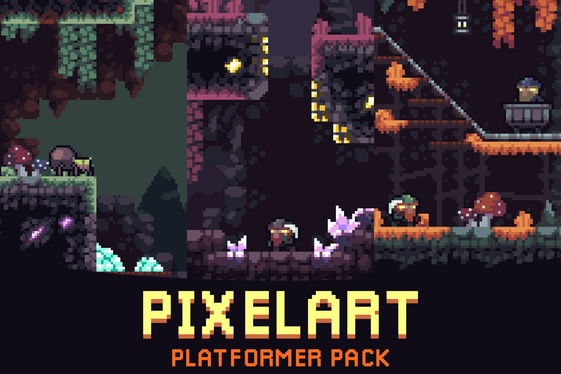 Platformer Tileset - Pixel Art Caves by BigManJD