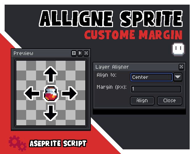 Aseprite Script - Alligne Sprite Custome Margin by Azuna Pixels
