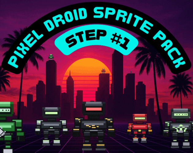 Bouncing Pixel Droid Sprite Pack by Browser Games Plus