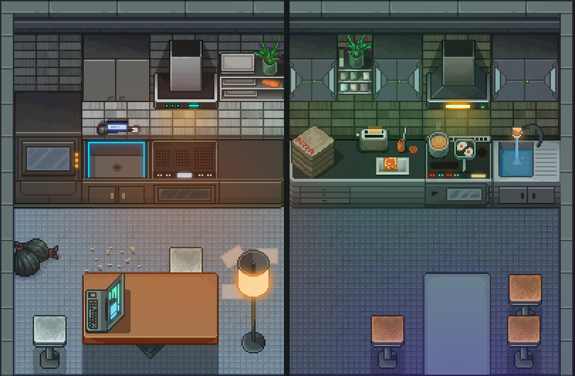 Big remaster update + new tilesheet - Winlu Cyberpunk Tileset ...